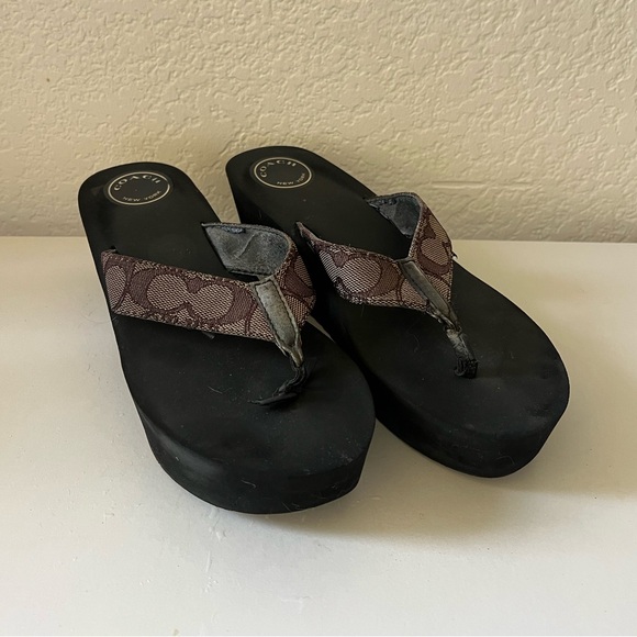 Coach | Shoes | Coach Wedge Flip Flips | Poshmark